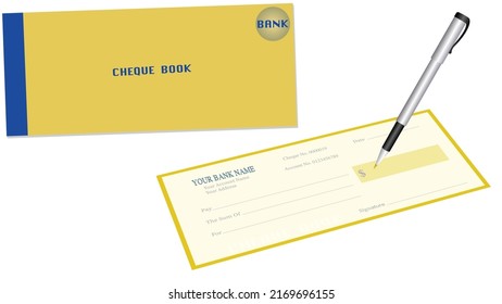 Cheque Book Sofe Yellow Blue Color Stock Vector (Royalty Free ...
