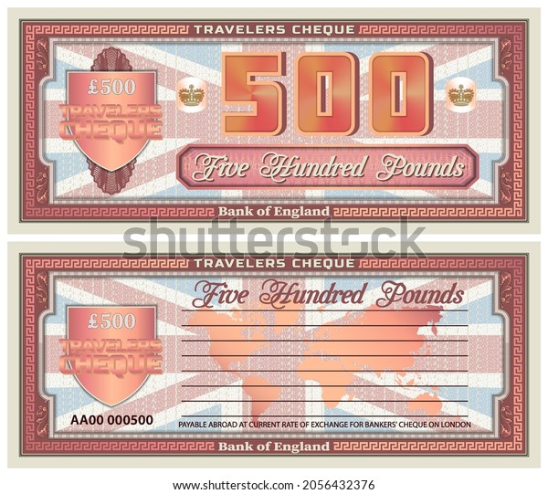 Cheque Five Hundred Pounds Obverse Reverse Stock Vector (Royalty Free ...