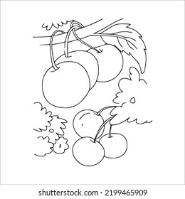 Cherries Line Artcherries Vector Artcherries Line Stock Vector (Royalty ...