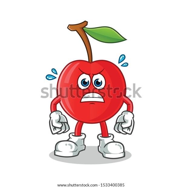 cherry angry mascot vector cartoon illustration