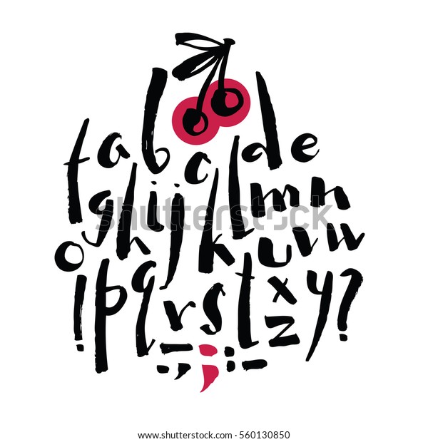 Cherry Berry Alphabet Brush Calligraphy Sketch Stock Vector (Royalty ...
