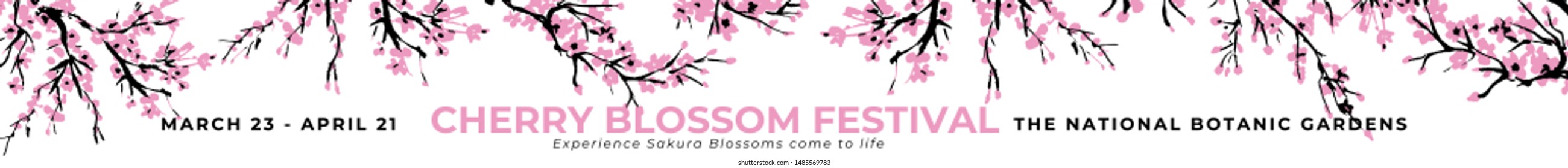 Cherry Blossom Event Template Hand Drawn Stock Vector (Royalty Free ...