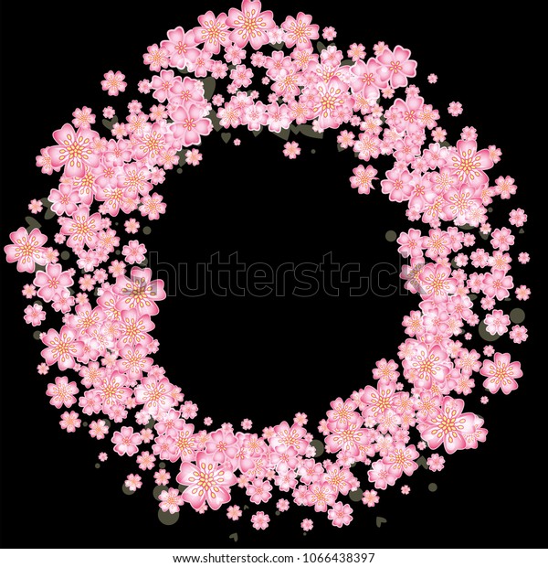 Cherry Blossom Round Frame Border Isolated Stock Vector (Royalty Free ...
