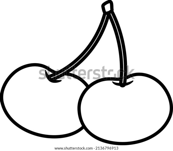 Cherry Doodle Outline Colouring Illustration: เวกเตอร์สต็อก (ปลอดค่า ...