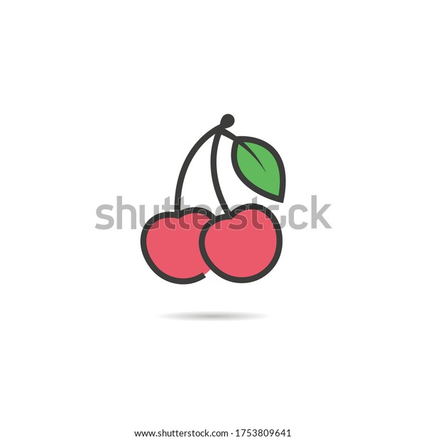 Cherry Flat Line Icon Vector Stock Vector (Royalty Free) 1753809641 Cherry Flat Line Icon Vector Stock Vector (Royalty Free) 1753809641