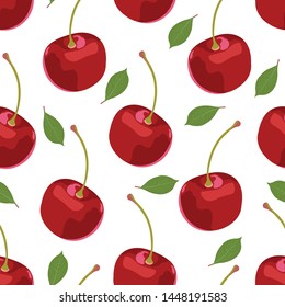 Cherry Fruits Seamless Pattern Fresh Organic Stock Vector (Royalty Free ...