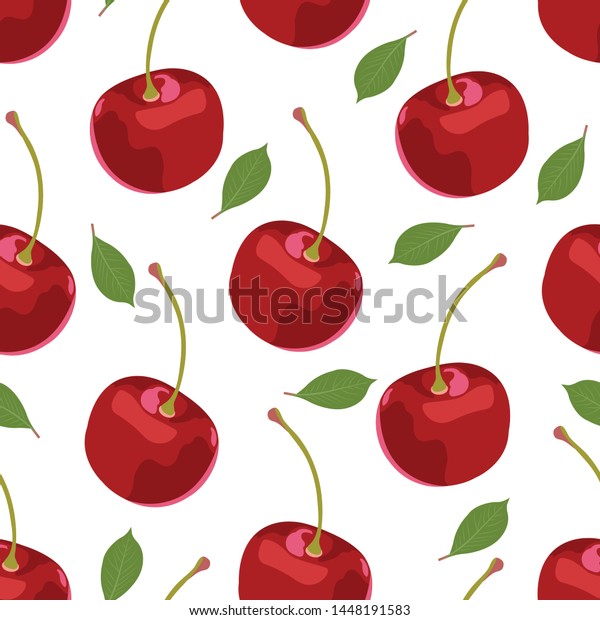 Cherry Fruits Seamless Pattern Fresh Organic Stock Vector (Royalty Free ...