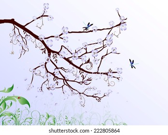 Cherry Purple Blossom Stock Vector (Royalty Free) 222805864 | Shutterstock