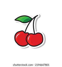 Cherry Sticker Doodle Icon Drawing Food Stock Vector (Royalty Free ...