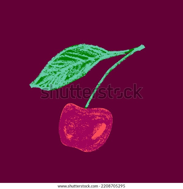 Cherry Symbol Hand Drawn Fruit Drawing Stock Vector (Royalty Free ...