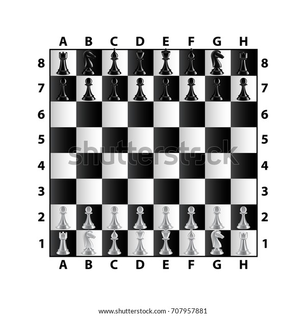 Chess board top view isolated on white photo-realistic vector illustration
