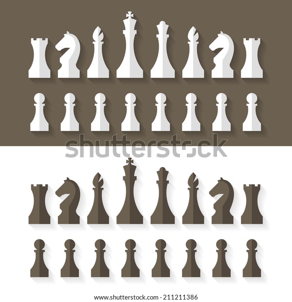 Chess Pieces Flat Design Style Vector Stock Vector (Royalty Free) 211211386