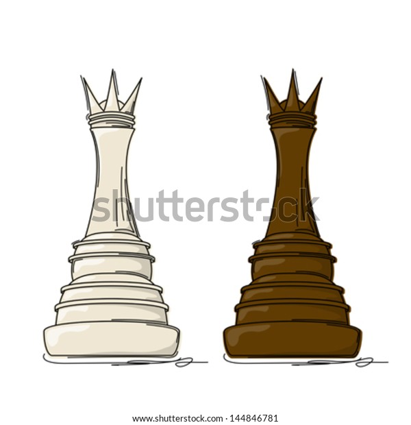 Chess Queen Drawing Against White Background Stock Vector (Royalty Free ...