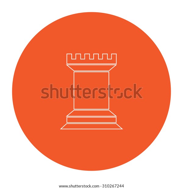 Chess Rook Flat Outline White Pictogram Stock Vector (Royalty Free ...