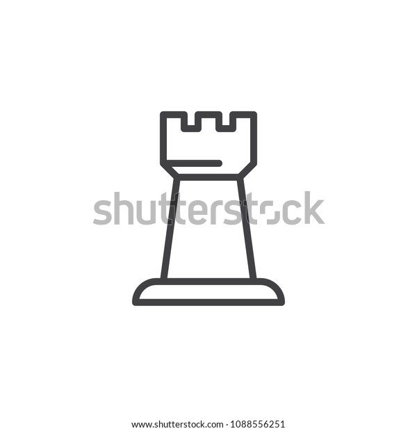 Chess Rook Outline Icon Linear Style Stock Vector (Royalty Free ...
