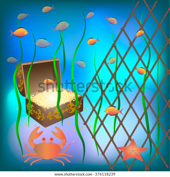 Chest Coins Bottom Sea Stock Vector (Royalty Free) 376118239 | Shutterstock