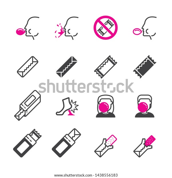 Chewing Gum Icon Setflat Icon Set Stock Vector (Royalty Free ...