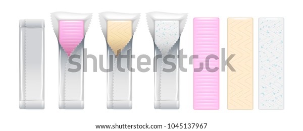 Chewing Gum Sticks Foil Wrapper Set Stock Vector (Royalty Free ...