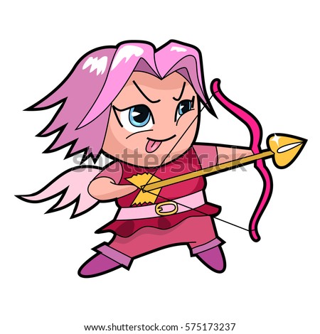 Chibi Boy Character Cupid Archer Bow Vector de stock (libre de regalías ...