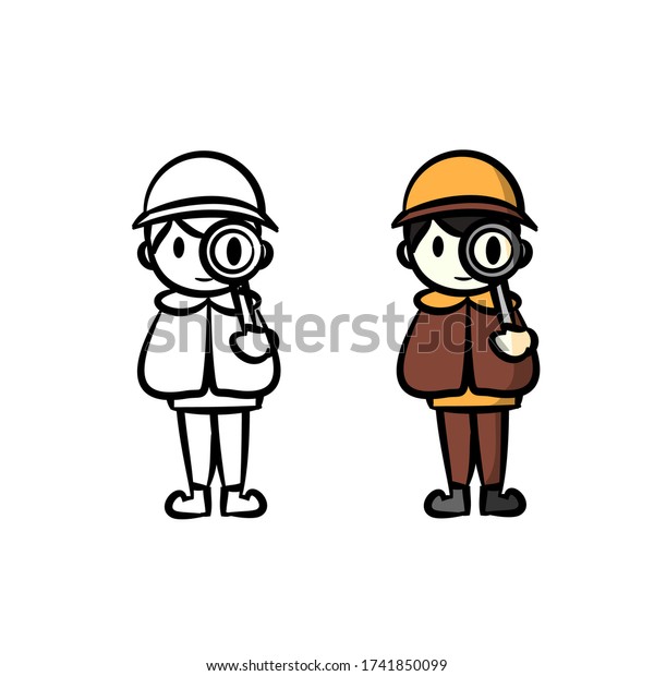 Chibi Detective Hand Drawn Style Illustration Stock Vector (Royalty ...