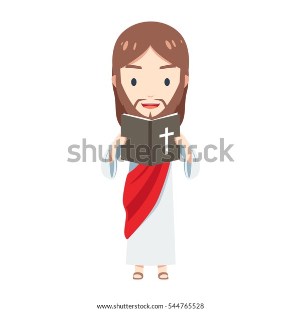 Chibi Jesus Christ Reading Bible Book Stock Vector (Royalty Free ...