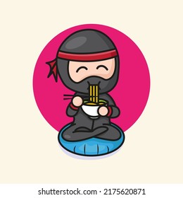 Chibi Ninja Character Style Cartoon Illustration Stock Vector (Royalty ...