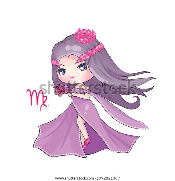 Chibi Virgo Zodiac Sign Vector Illustration Stock Vector (Royalty Free ...