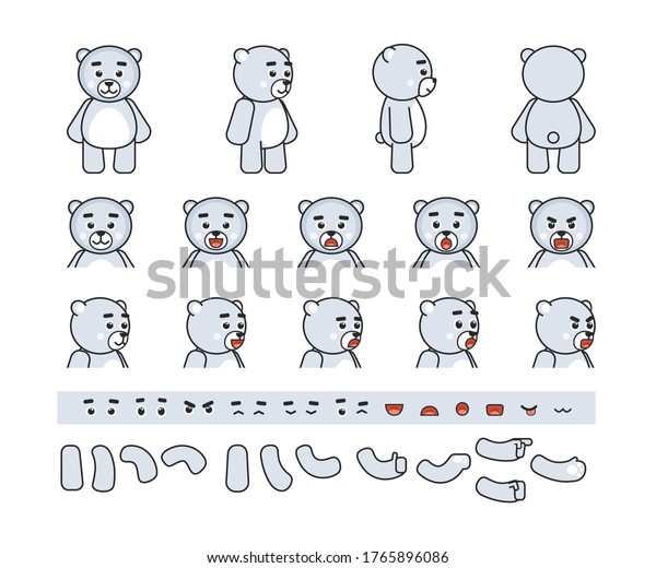 Chibi White Bear Creation Kit Create Stock Vector (Royalty Free ...