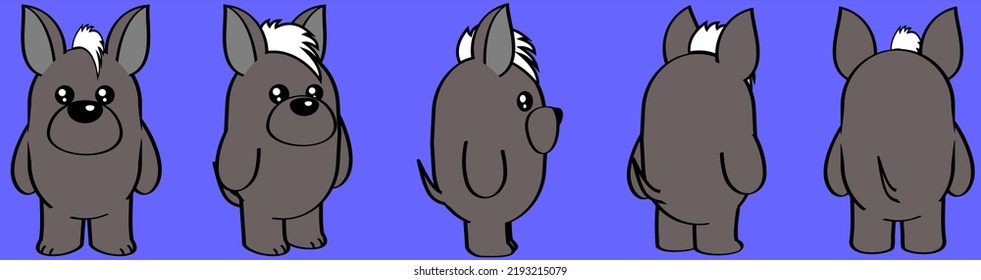 Chibi Xoloitzcuintle Cartoon Perspective View Set Stock Vector (Royalty ...