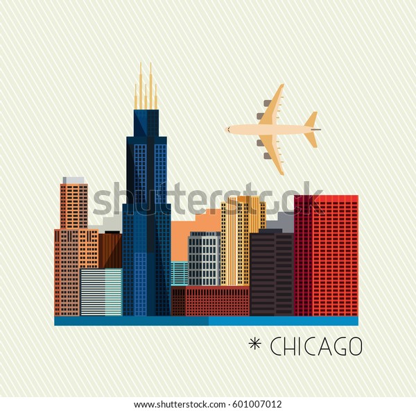 Chicago City Icon Vector Silhouette Illustration Stock Vector (Royalty ...