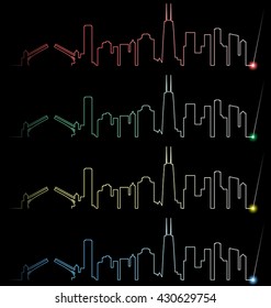 Chicago Multiple Color Light Beam Profile Stock Vector (Royalty Free ...