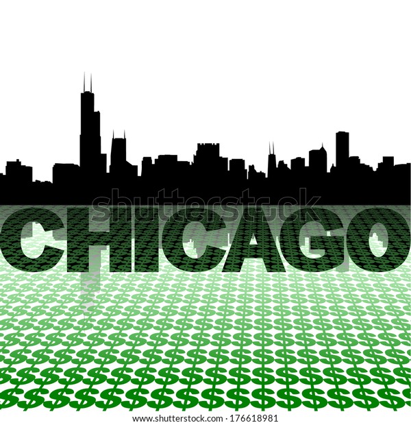 Chicago Skyline Reflected Dollar Symbols Vector 库存矢量图（免版税）176618981 ...