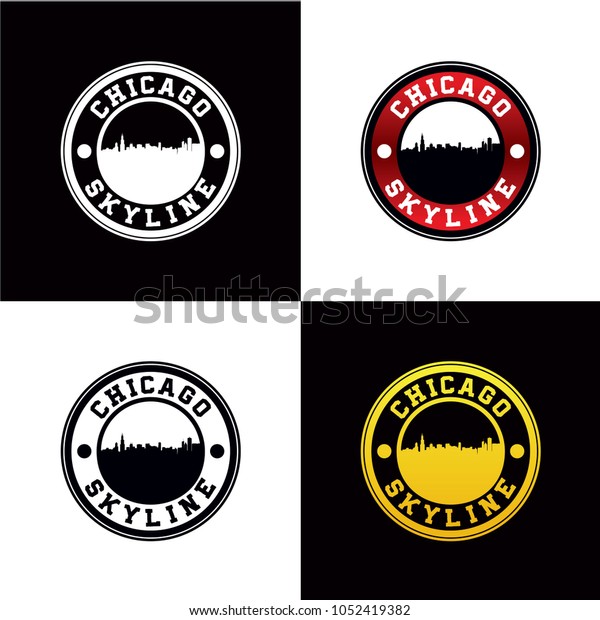 Chicago Skyline Rounded Emblem Logo Stock Vector (Royalty Free ...