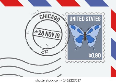 Chicago Vector Postage Stamp American Post Stock Vector (Royalty Free ...