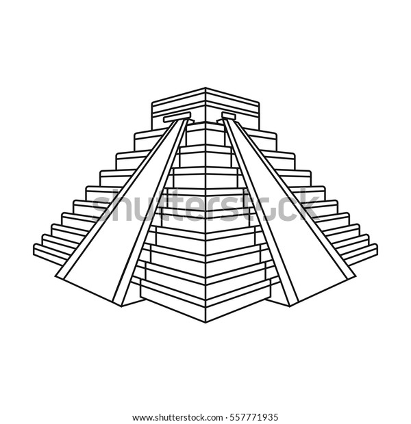 Chichen Itza Icon Outline Style Isolated Stock Vector (Royalty Free ...