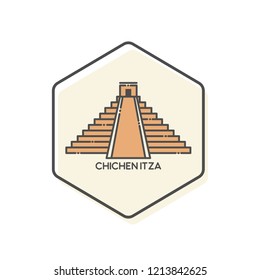 Chichen Itza Outline Icon Landmarks Building Stock Vector (Royalty Free ...