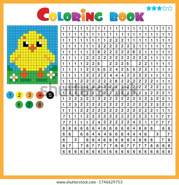 Chick Chicken Color By Numbers Coloring Stock Vector (Royalty Free ...