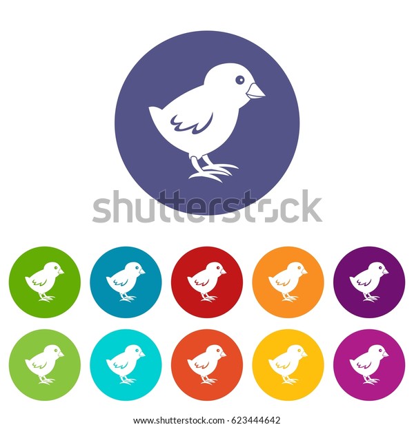 Chick Icons Set Circle Isolated Flat Stock Vector (Royalty Free ...