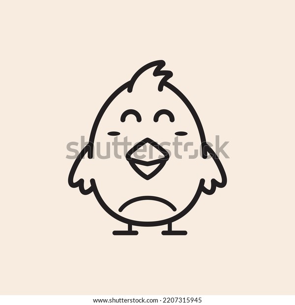 Chick Outline Icon Funny Beak Reflexes Stock Vector (Royalty Free ...