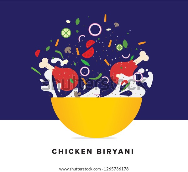 Chicken Biryani Vector Illustration Traditional Mughlai Stock Vector ...