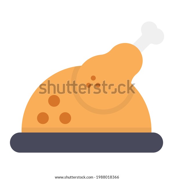 Chicken Broast Flat Icon Roast Stock Vector (Royalty Free) 1988018366