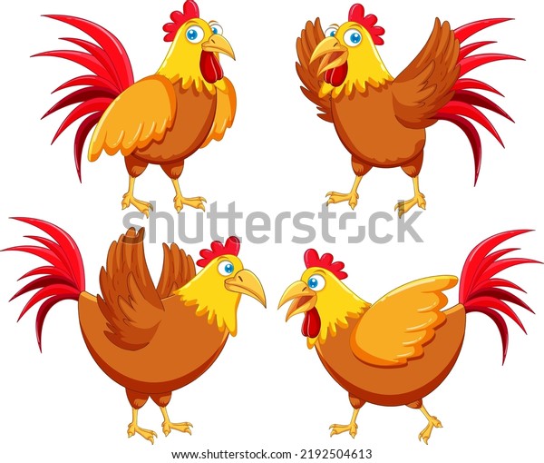 Chicken Cartoon Characters Set Illustration Stock Vector (Royalty Free ...