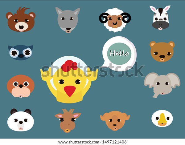 Chicken Cartoon Say Hello Concept Flat Stock Vector (Royalty Free ...