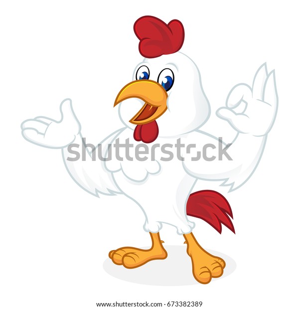 Chicken Cartoon Smiling Isolated White Background Stock Vector (Royalty ...