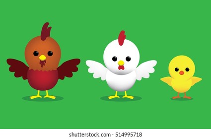 Chicken Characters Set Cartoon Vector Illustration Stock Vector ...