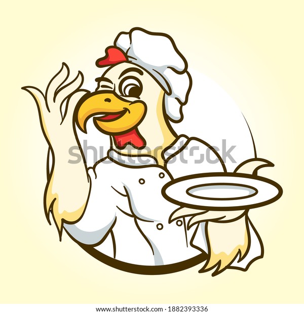 Chicken Chef Logo Plate Hand Signifying Stock Vector (Royalty Free ...