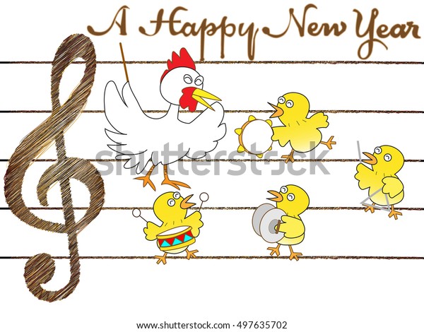 Chicken Chick Sing Song Celebration New Stock Vector (Royalty Free ...