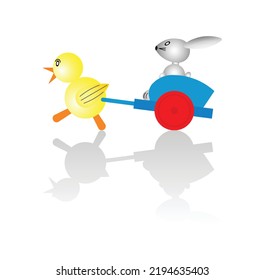 Chicken Drives Bunny Cart Stock Vector (Royalty Free) 2194635403 ...