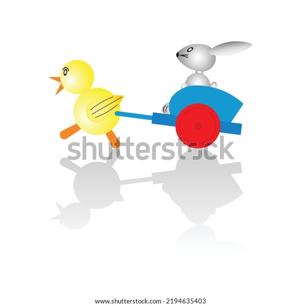 Chicken Drives Bunny Cart Stock Vector (Royalty Free) 2194635403 ...