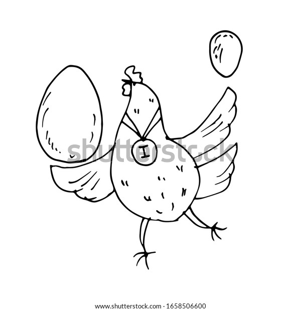 Chicken Egg Line Drawing Vector Illustration Stock-vektor (royaltyfri ...